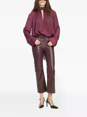 ROTATE BY BIRGER CHRISTENSEN Dot Satin Bow Shirt Dark
