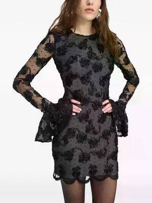 ROTATE BY BIRGER CHRISTENSEN Flower Mesh Ls Mini Dress