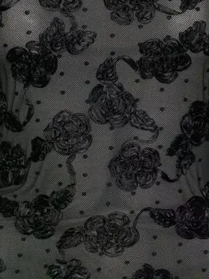 ROTATE BY BIRGER CHRISTENSEN Sheer Floral Appliqué High Neck Long Sleeve Top - Black
