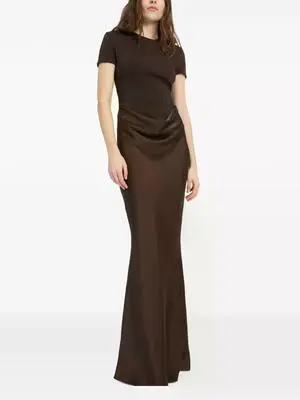 ROTATE BY BIRGER CHRISTENSEN Capsleeve Draped Maxi Dark