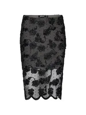ROTATE BY BIRGER CHRISTENSEN Flower Mesh Midi Skirt