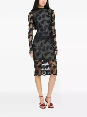 ROTATE BY BIRGER CHRISTENSEN Flower Mesh Midi Skirt