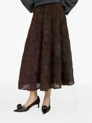 ROTATE BY BIRGER CHRISTENSEN Floral-mesh Sun Skirt - Brown