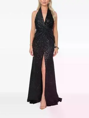 ROSERRY Sienna Sequin-embellished Halterneck Maxi Dress - Black