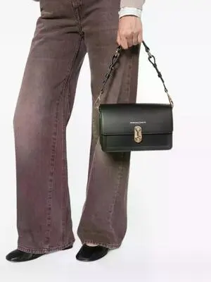 ADRIANNA FERETTI Logo Print Shoulder Bag - Black