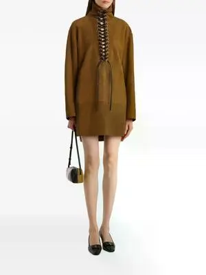 Khaite Lee Dress In Toffee Suede