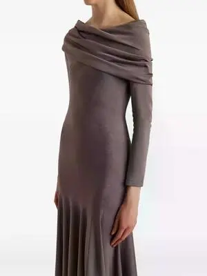 Khaite Genesis Off-the-shoulder Maxi Dress - Grey