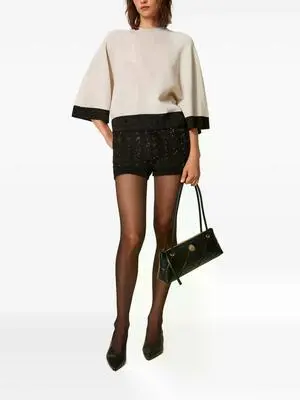 TWINSET Lurex-knit Raglan-sleeve Sweater - Neutrals