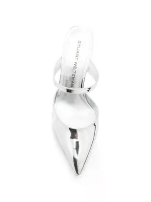 STUART WEITZMAN Metallic Pointed-toe Mules