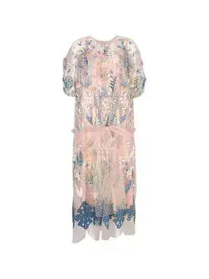 Biyan Embroidered Tulle Dress - Pink
