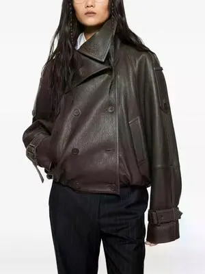 Acne Studios Cropped Leather Trench Coat