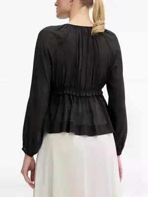 GAUDI Ruffled Tie-fastening Blouse - Black