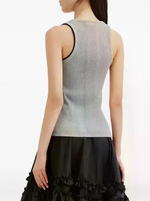 GANNI Ribbed-knit Logo-embroidered Tank Top