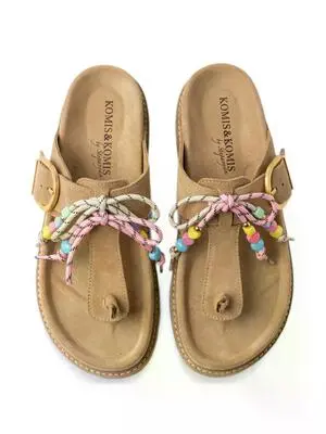 KOMIS & KOMIS Beaded Buckle-fastening Sandals