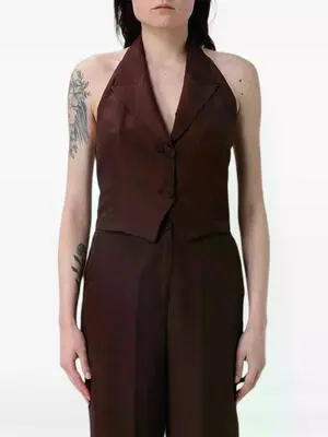 HANITA Halterneck Notched-lapel Waistcoat - Red