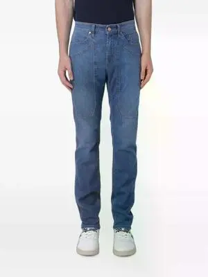 JECKERSON Slim-fit Patch-detail Jeans - Blue