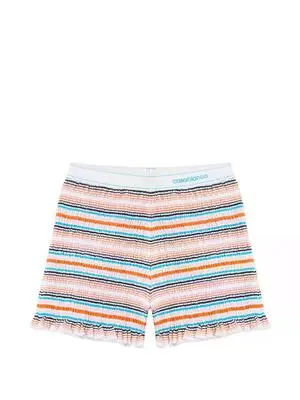 Casablanca Horizontal Stripe Shirred Effect Shorts - White