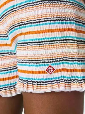 Casablanca Horizontal Stripe Shirred Effect Shorts - White