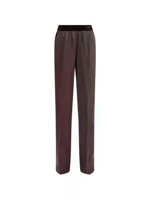 TOM FORD Logo-waistband Silk Trousers - Brown