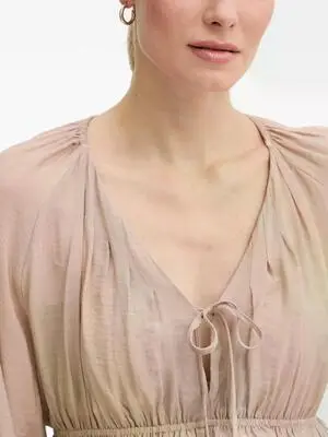 GAUDI Tie-fastening Peplum Hem Blouse - Neutrals