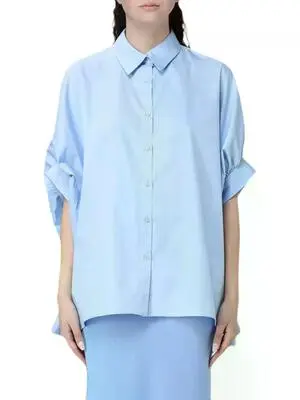 HANITA Gathered Short-sleeve Shirt - Blue