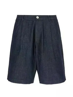 Alpha Studio Pleated Elasticated-waist Shorts - Blue