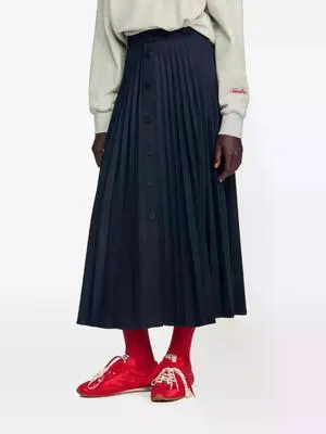Sandro Pleated Button-down Midi Skirt