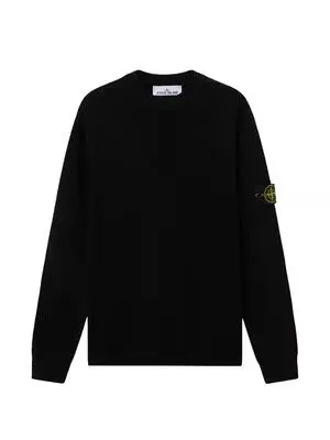 Stone Island Logo-patch Ribbed-knit Sweater - Black