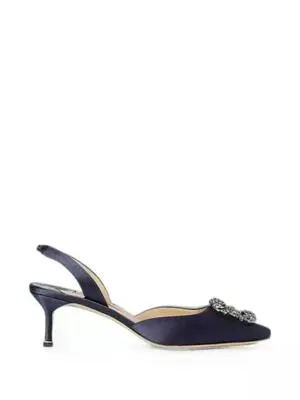 Manolo Blahnik Hangisli Crystal-buckle Slingback Pumps
