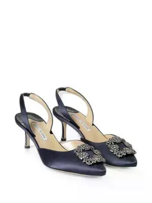Manolo Blahnik Hangisli Crystal-buckle Slingback Pumps