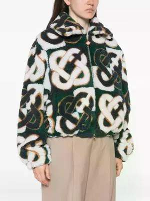 Casablanca Monogram Print Zip-fastening Jacket - White
