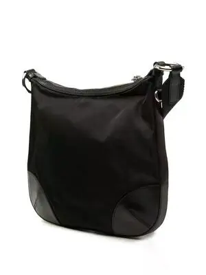 Prada Tessuto Leather Trimmed Zip Top Crossbody Bag