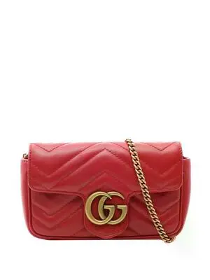 Gucci Marmont Matelassé Leather Mini Flap Crossbody Bag - Red