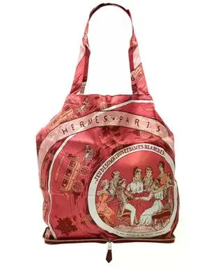 Hermès Silk 'jeu Des Omnibus Et Dames Blanches' Pop Tote Bag
