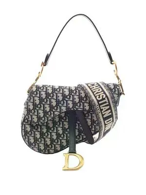Dior 2010-2026 Oblique Canvas Saddle Bag Shoulder Bag - Blue