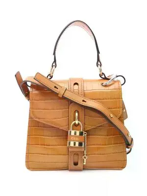 Chloé 2010-2026 Crocodile Embossed Aby Satchel - Brown