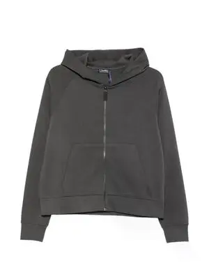 Max Mara Zip-up Hoodie With Ribbed Knit Detailing - Grey