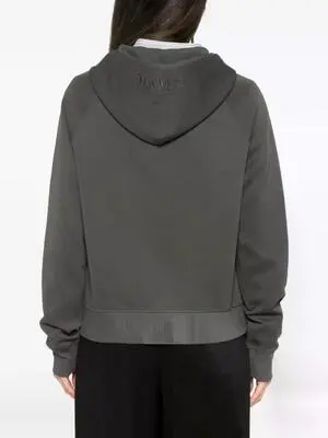 Max Mara Zip-up Hoodie With Ribbed Knit Detailing - Grey