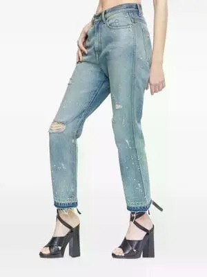 HTC LOS ANGELES Distressed Paint-splatter Jeans - Blue