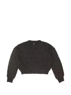 HTC LOS ANGELES Braided-knit Long-sleeve Sweater - Grey