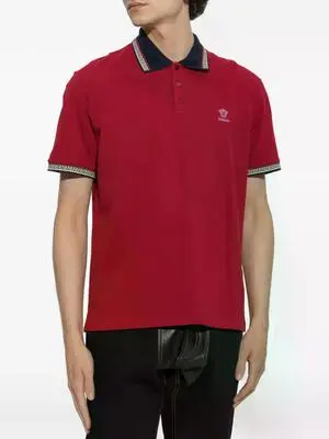 Versace Greca-trim Embroidered Polo Shirt