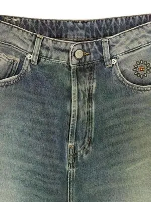 HTC LOS ANGELES Embellished Wide-leg Jeans - Blue