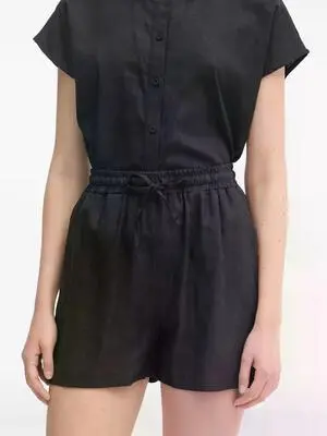 GAUDI Linen Drawstring Shorts - Black