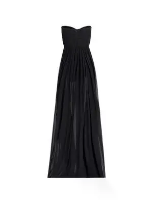 Elie Saab Strapless Ruched Maxi Dress