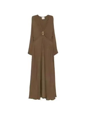 FORTE_FORTE V-neck Maxi Dress - Green