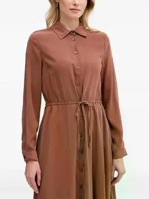 GAUDI Drawstring Waist Long Sleeve Maxi Shirt Dress