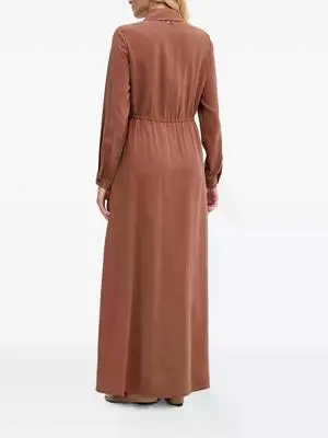 GAUDI Drawstring Waist Long Sleeve Maxi Shirt Dress