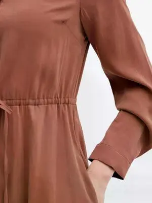 GAUDI Drawstring Waist Long Sleeve Maxi Shirt Dress