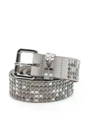 HTC LOS ANGELES Stud-embellished Leather Belt - Grey