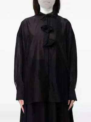 HANITA Floral-detail Chiffon Blouse - Black